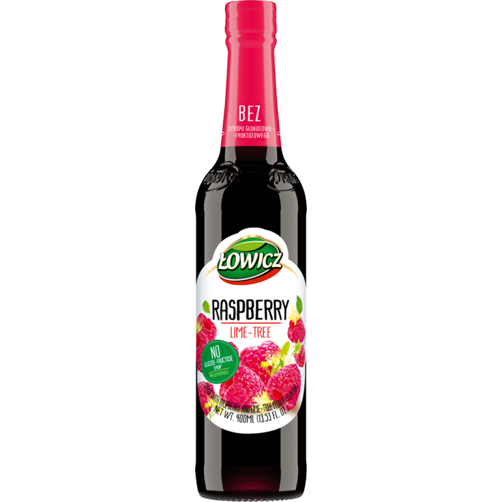 Lowicz - Syrup Raspberry with Linden 400mlx6 - Premier Polmarex