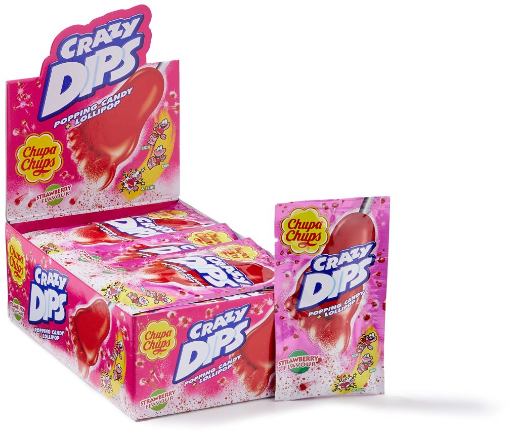 Chupa Chups Crazy Dips Strawberry Lolly Popping Candy 24x14g | Premier ...
